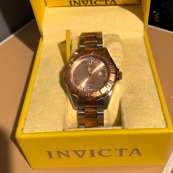 Invicta | Accessories | New Invicta Two Tone Crystal Rose Gold Watch ...